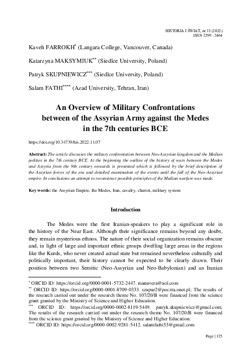 (PDF) An Overview of Military Confrontations between of the Assyrian ...