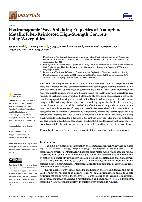 (PDF) Electromagnetic Wave Shielding Properties of Amorphous Metallic Fiber-Reinforced High ...