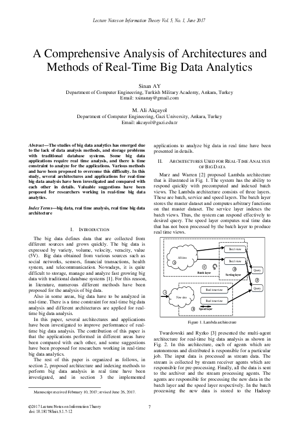 (PDF) Real-Time Big Data Analytics: Methods & Architectures