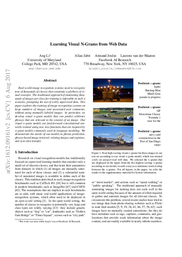 (PDF) Learning Visual N-Grams from Web Data