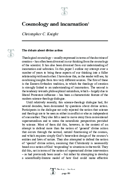 (PDF) Cosmology and incarnation
