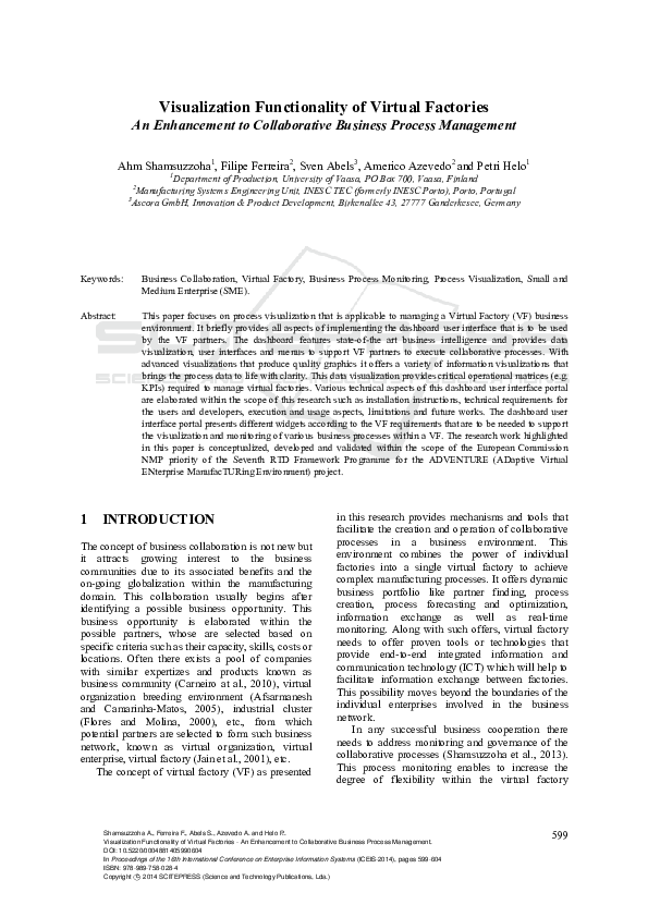 (PDF) Visualization Functionality of Virtual Factories - An Enhancement to Collaborative ...