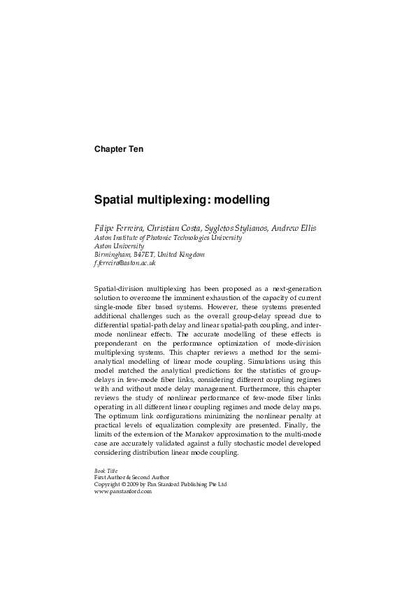 (PDF) Spatial Multiplexing: Modelling