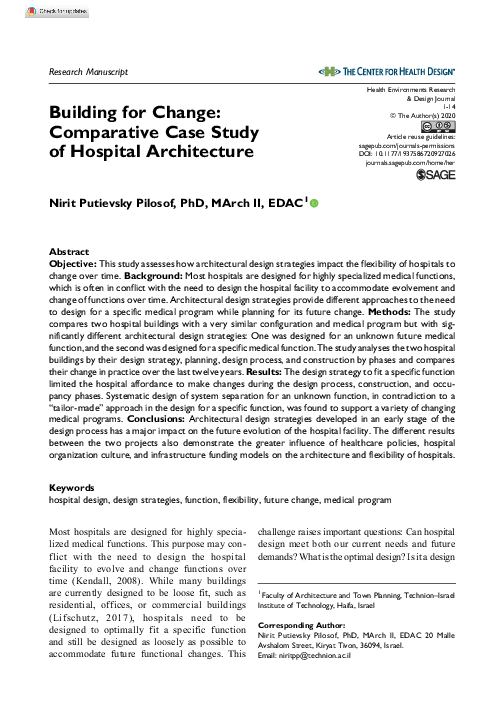(PDF) Building for Change: Comparative Case Study of Hospital Architecture
