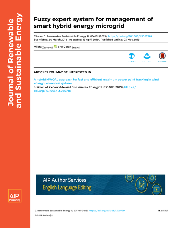 (PDF) Fuzzy expert system for management of smart hybrid energy microgrid | Goran Dobric ...