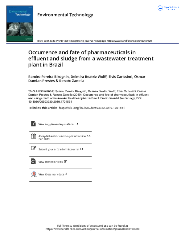 (PDF) Occurrence and fate of pharmaceuticals in effluent and sludge ...