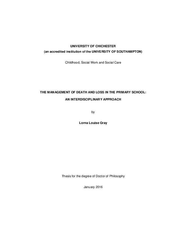 (PDF) The management of death and loss in the primary school: an ...