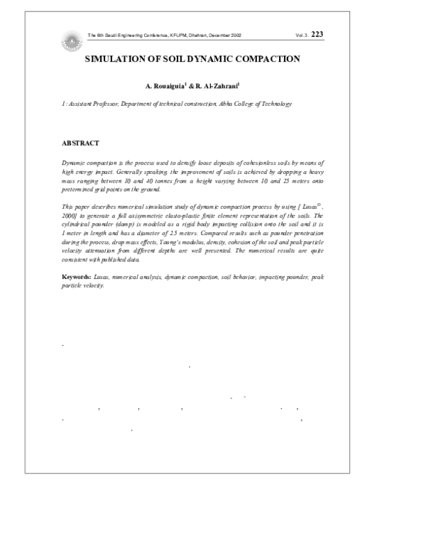 (PDF) Numerical Study of Soil Dynamic Compaction