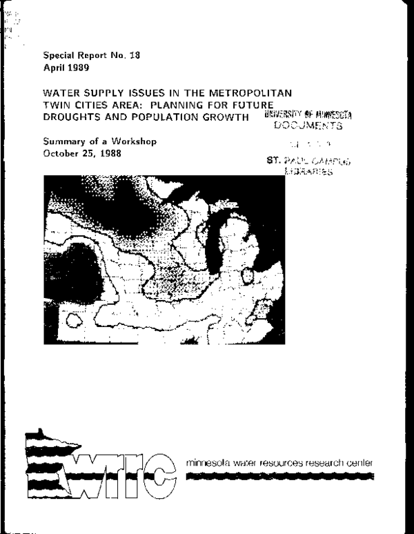 (PDF) Water supply issues in the metropolitan Twin Cities area ...