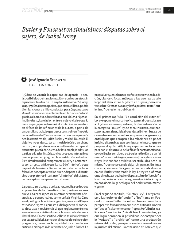 (PDF) Butler y Foucault en simultáneo