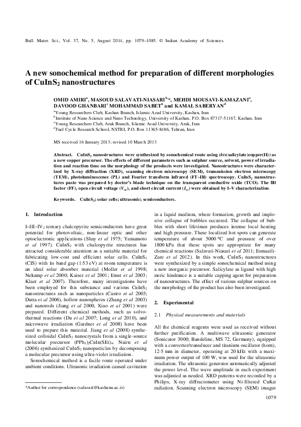 (PDF) A new sonochemical method for preparation of different ...