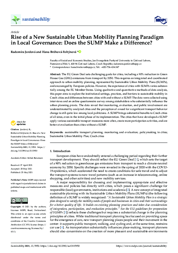(PDF) Rise of a New Sustainable Urban Mobility Planning Paradigm in ...