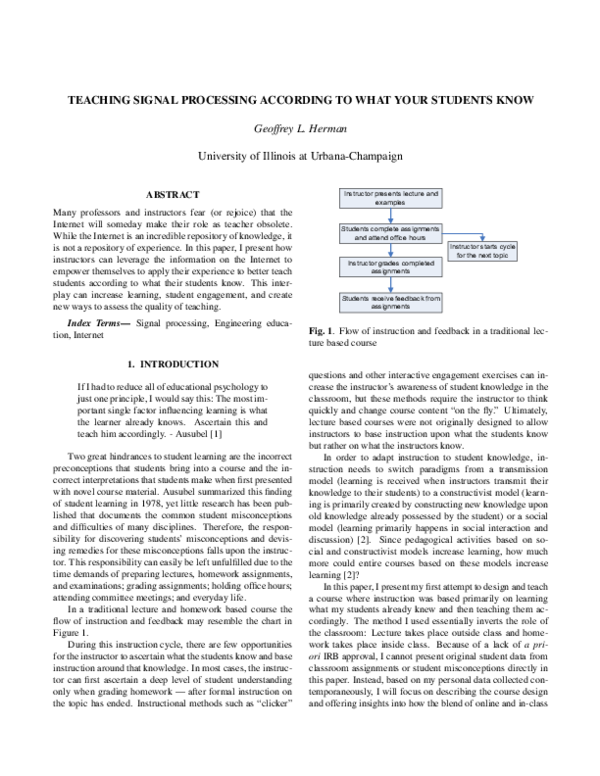 (PDF) Teaching signal processing according to what your students know