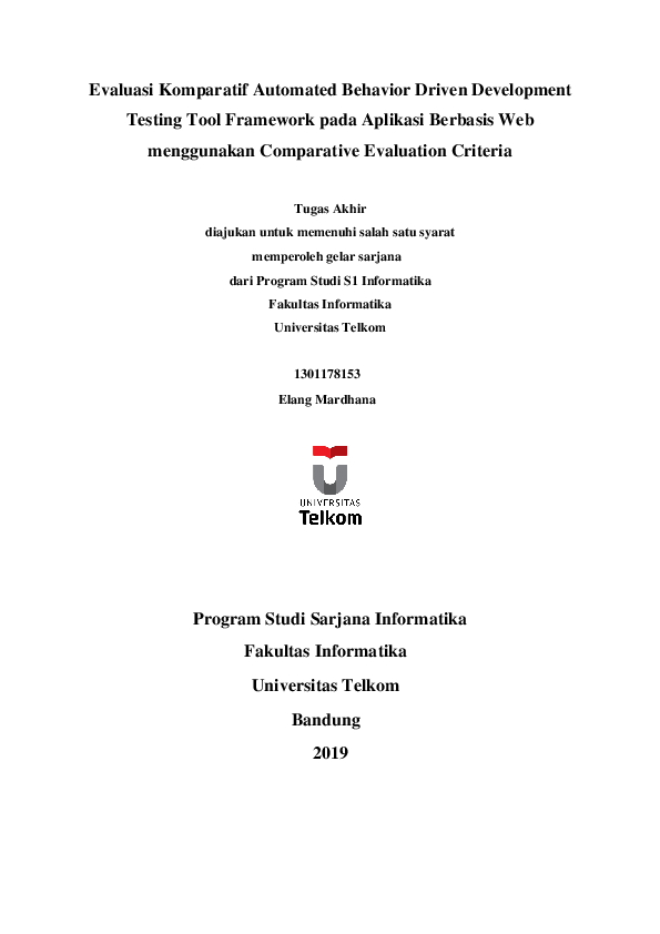 Pdf Evaluasi Komparatif Automated Behavior Driven Development Testing Tool Framework Pada