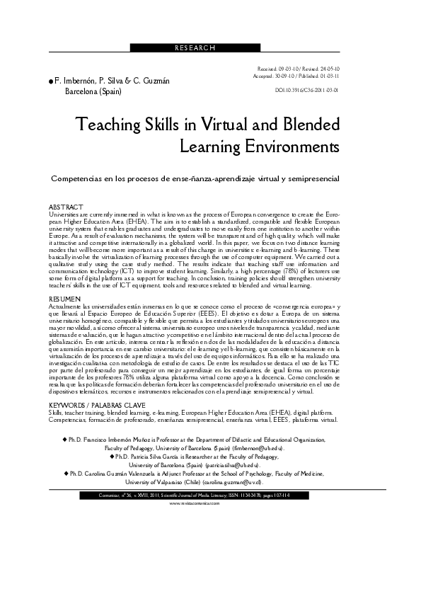 (PDF) Competencias en los procesos de enseñanza-aprendizaje virtual y semipresencial