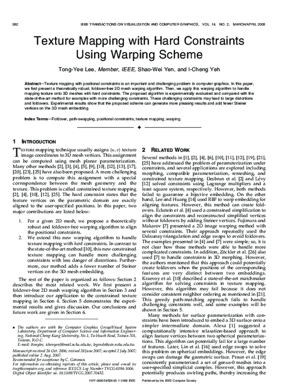 (PDF) Texture Mapping with Hard Constraints Using Warping Scheme | I-Cheng Yeh - Academia.edu