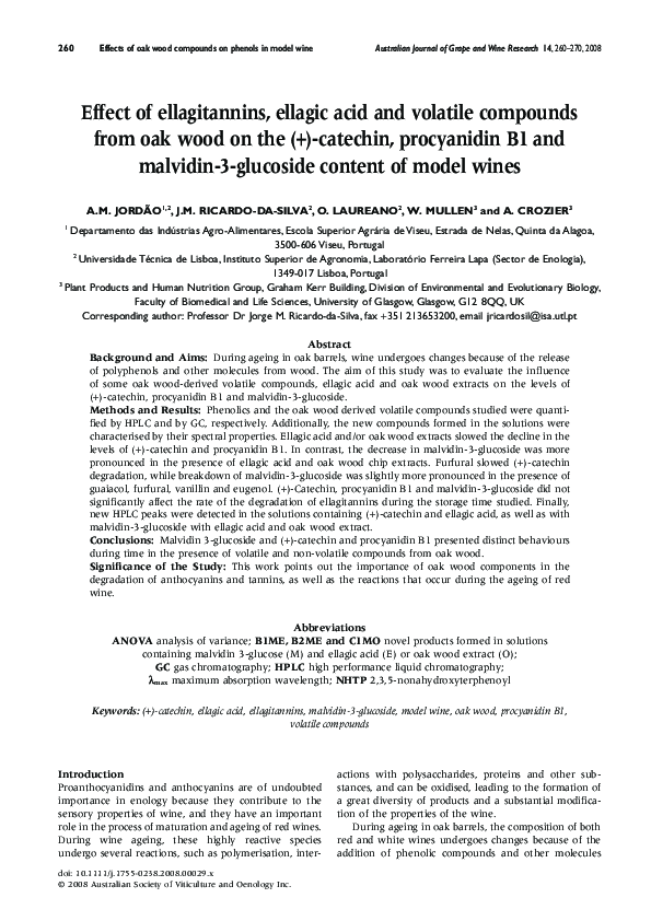 (PDF) Effect of ellagitannins, ellagic acid and volatile compounds from ...