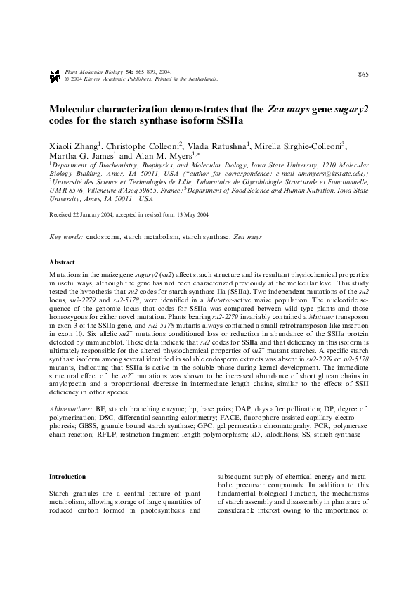 (PDF) Molecular characterization demonstrates that the Zea mays gene ...