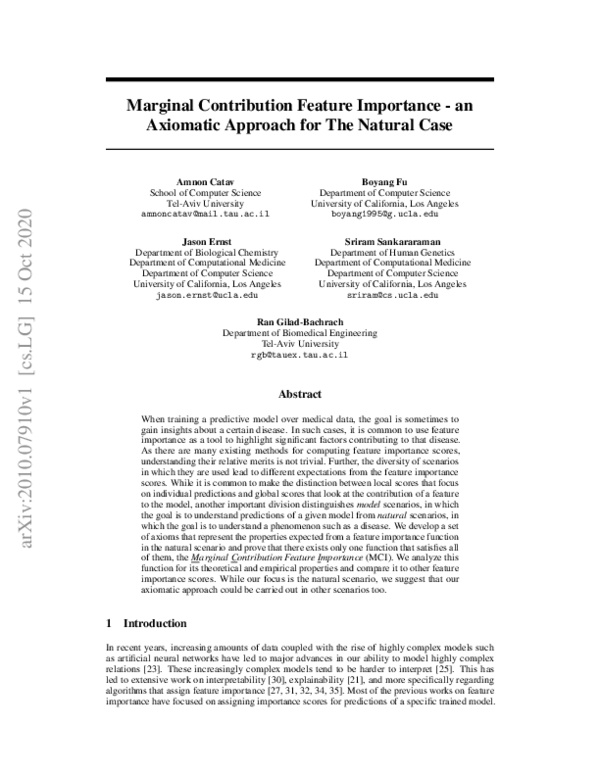 (PDF) Marginal Contribution Feature Importance - an Axiomatic Approach ...
