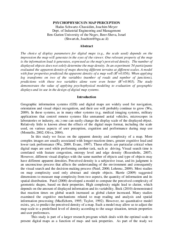 (PDF) Psychophysics in Map Perception | Hadas Chassidim - Academia.edu