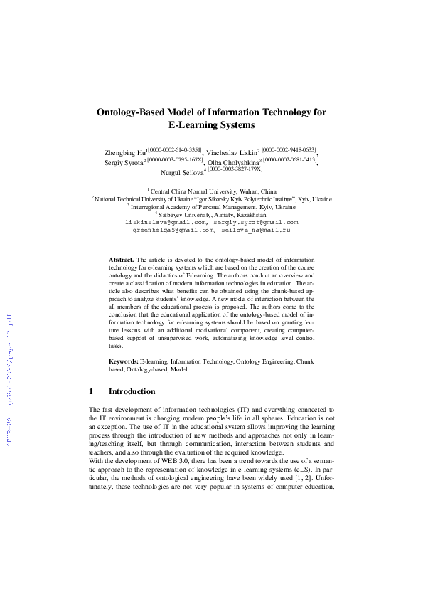 (PDF) Ontology-Based Model of Information Technology for E-Learning Systems