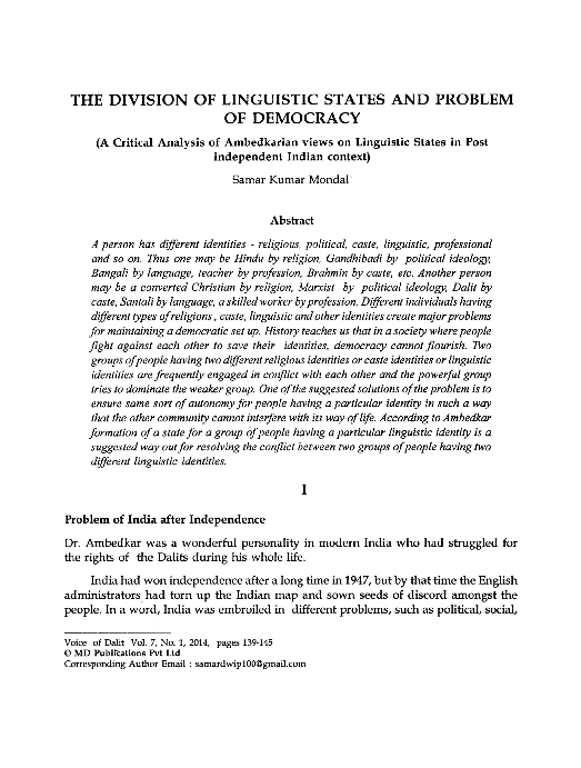 (PDF) The Division of Linguistic States and Problem of Democracy