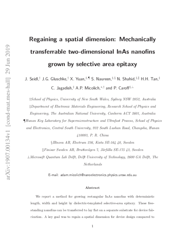 (PDF) Regaining a spatial dimension: mechanically-transferrable 2D InAs ...