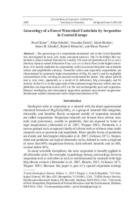(PDF) Geoecology of a Forest Watershed Underlain by Serpentine in ...