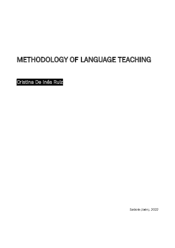 (PDF) METHODOLOGY OF LANGUAGE TEACHING | Cristina De Inés Ruiz - Academia.edu
