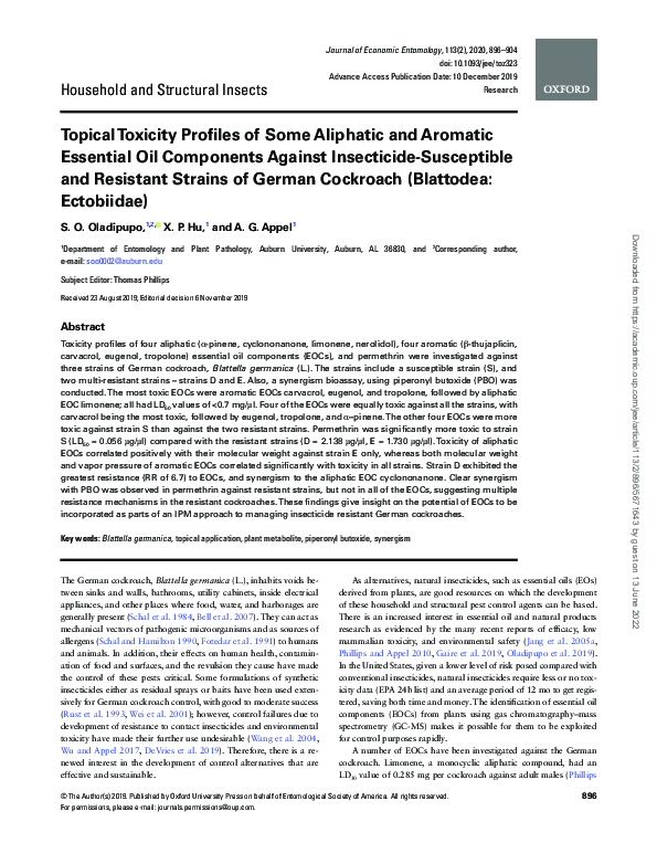 (PDF) Topical Toxicity Profiles of Some Aliphatic and Aromatic ...