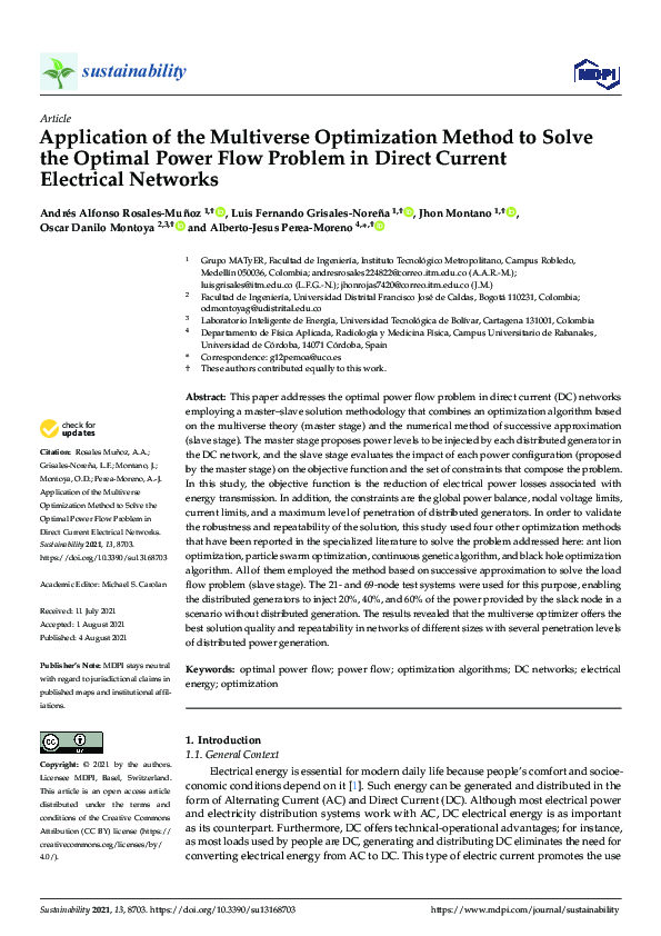 (PDF) Application of the Multiverse Optimization Method to Solve the Optimal Power Flow Problem ...