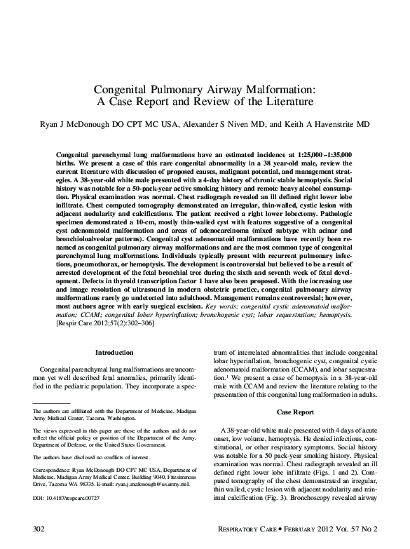 (PDF) Congenital Pulmonary Airway Malformation: A Case Report and ...