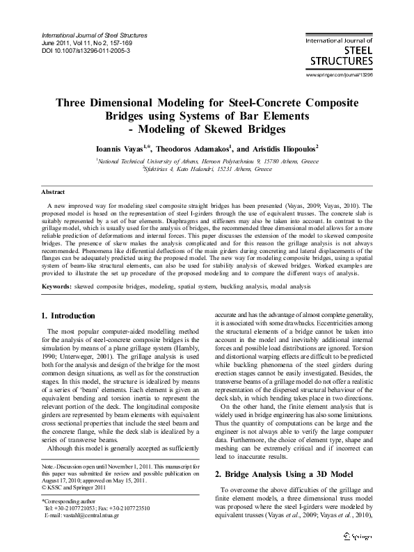 (PDF) Three dimensional modeling for steel-concrete composite bridges ...