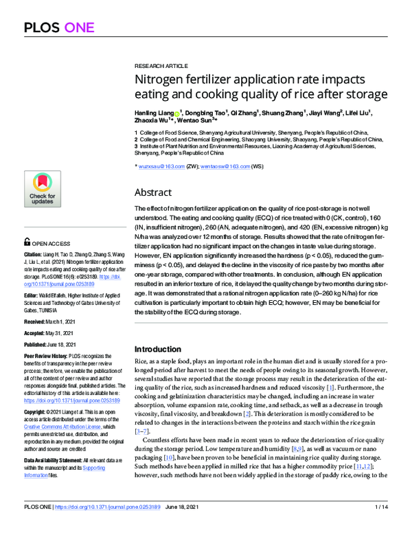 (PDF) Nitrogen fertilizer application rate impacts eating and cooking ...