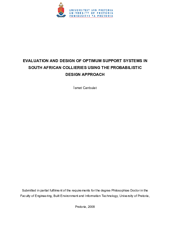 (PDF) Evaluation and design of optimum support systems in South African ...