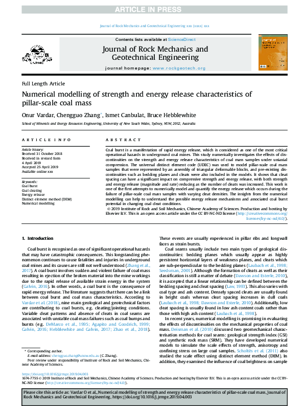 (PDF) Numerical modelling of strength and energy release ...