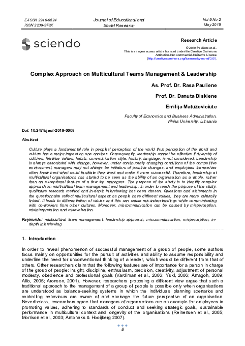 (PDF) Complex Approach on Multicultural Teams Management & Leadership ...