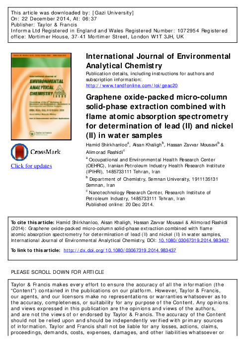 Pdf Graphene Oxide Packed Micro Column Solid Phase Extraction Combined With Flame Atomic