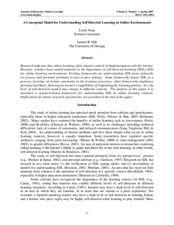 (PDF) A conceptual model for understanding self-directed learning in ...