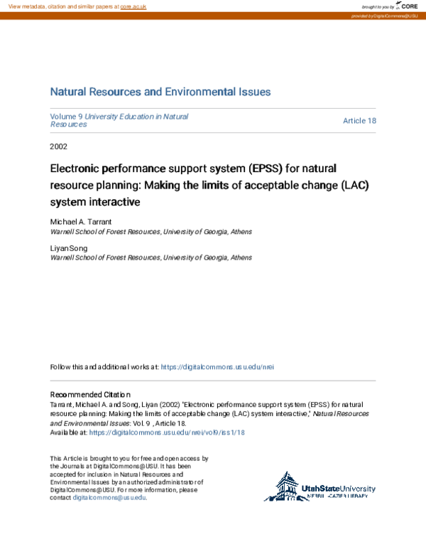 (PDF) Electronic performance support system (EPSS) for natural resource ...
