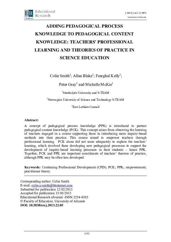 (PDF) Adding Pedagogical Process Knowledge to Pedagogical Content ...