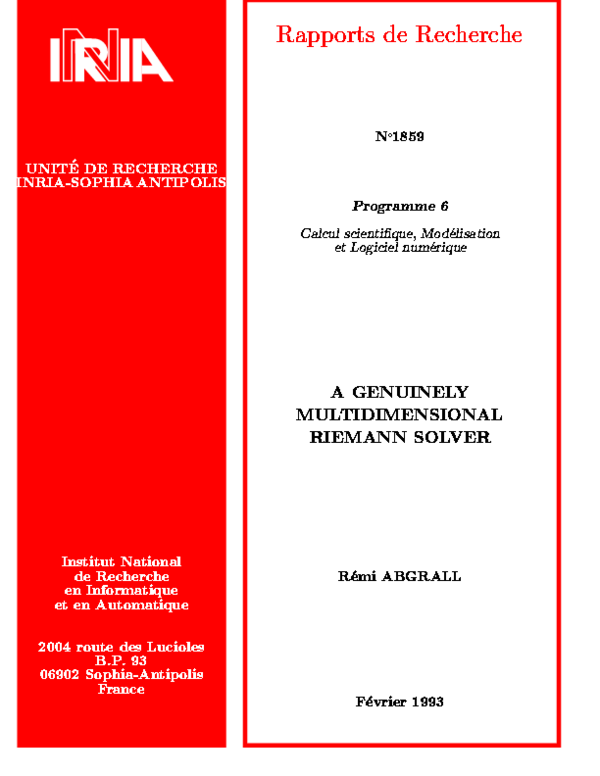 (PDF) A genuinely multidimensional Riemann solver