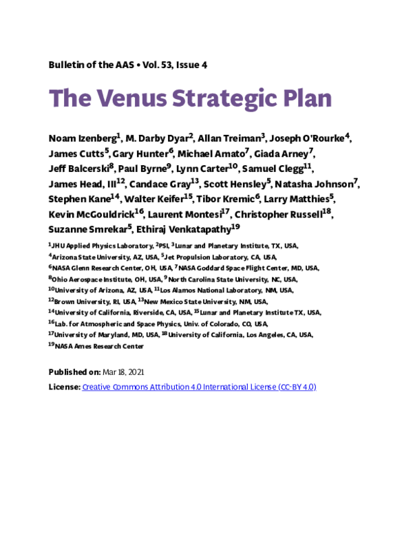 (PDF) The Venus Strategic Plan