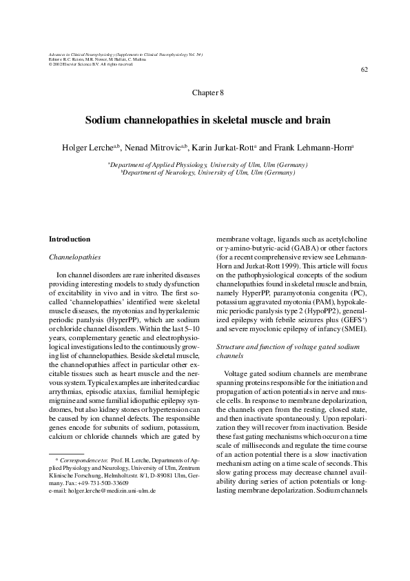 (PDF) Chapter 8 Sodium channelopathies in skeletal muscle and brain