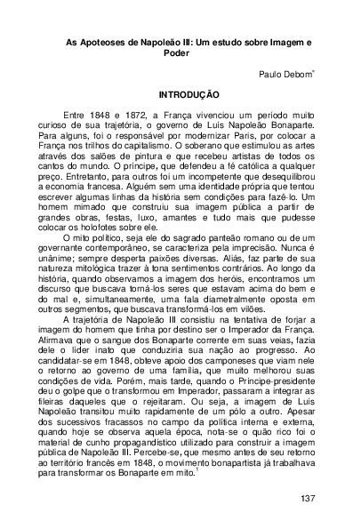 (PDF) As apoteoses de Napoleão III: um estudo sobre imagem e poder