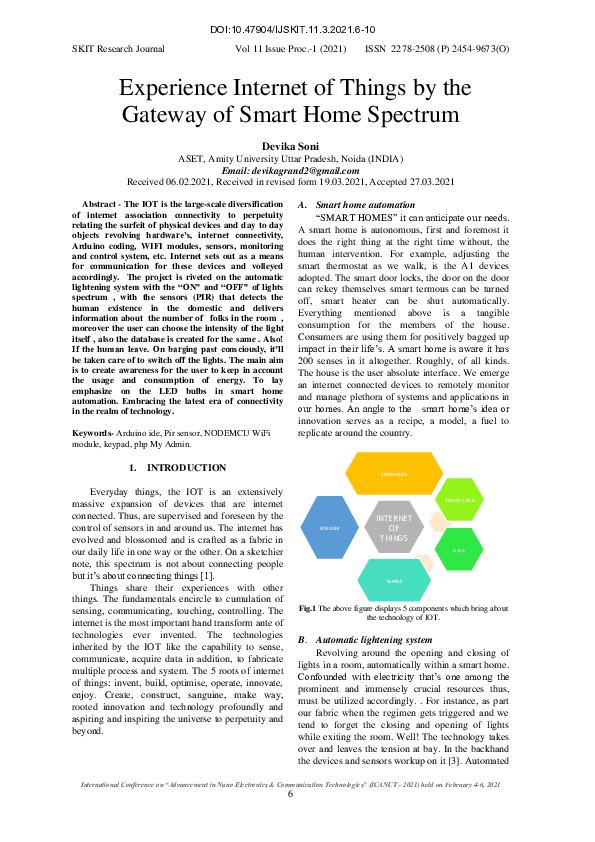 (PDF) Experience Internet of Things by the Gateway of Smart Home Spectrum
