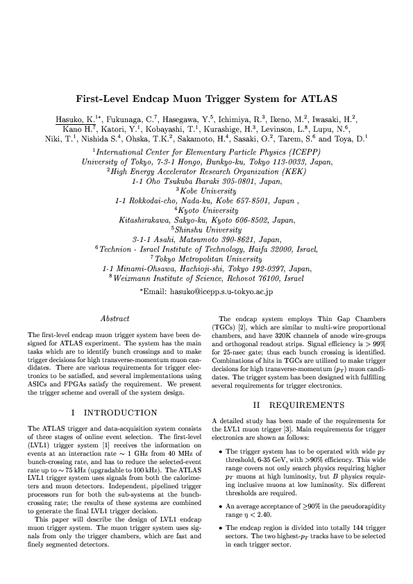 (PDF) First-level endcap muon trigger system for ATLAS