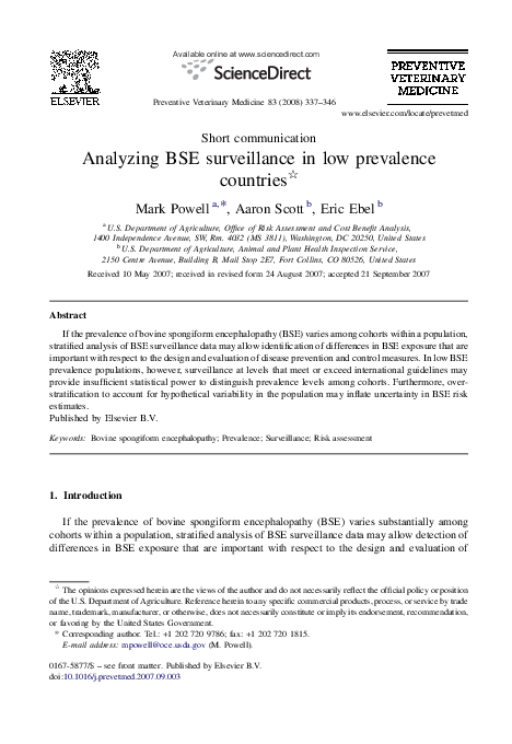 (PDF) Analyzing BSE surveillance in low prevalence countries