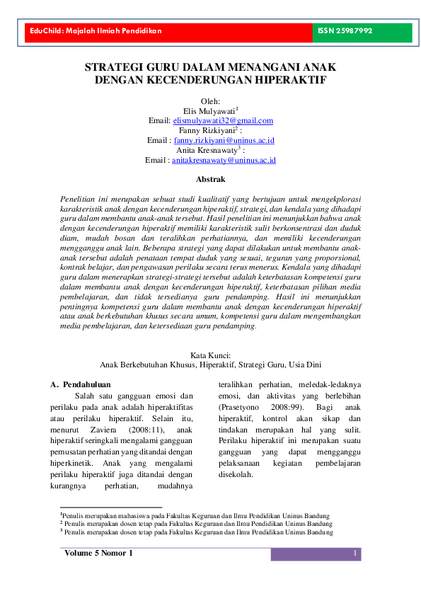 (PDF) Strategi Guru Dalam Menangani Anak Dengan Kecenderungan Hiperaktif
