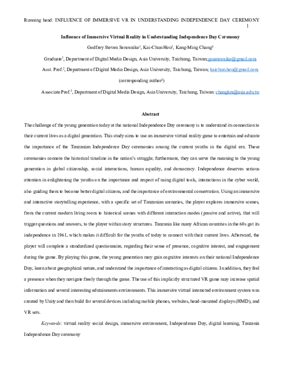 (PDF) Influence of Immersive Virtual Reality in Understanding ...